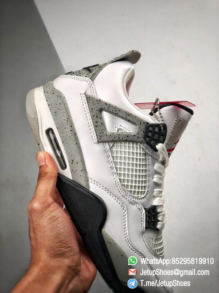 RepSneakers Air Jordan 4 Retro White Cement White Fire Red Black and ...